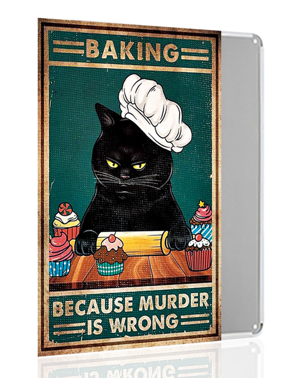 Amazon.com: Pautdeer Vintage Black Cat Kitchen Wall Decor, Baking Sign ...
