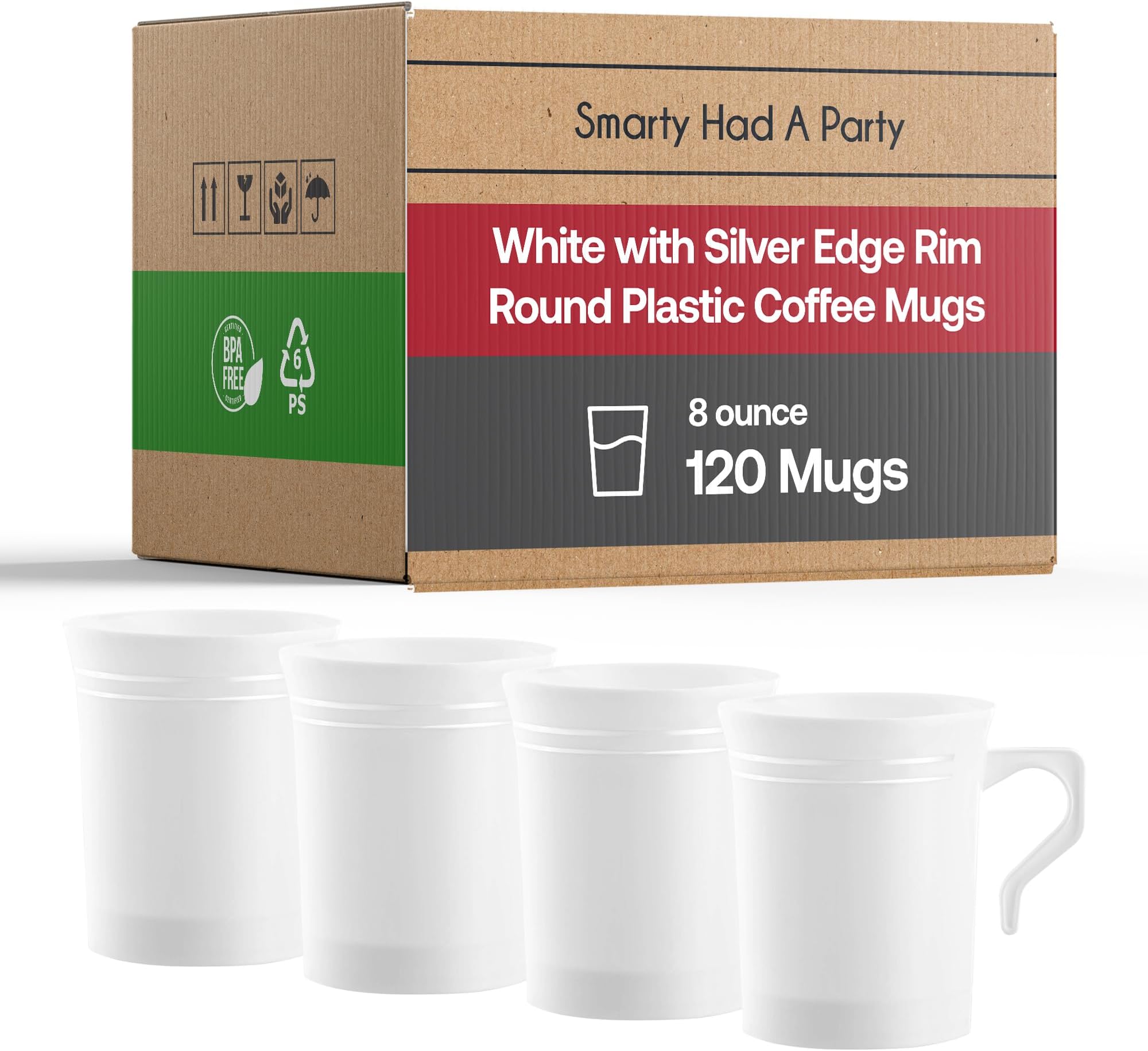 Amazon.com: Bokon 100 Pcs Plastic Coffee Tea Cups Reusable 8 oz White ...