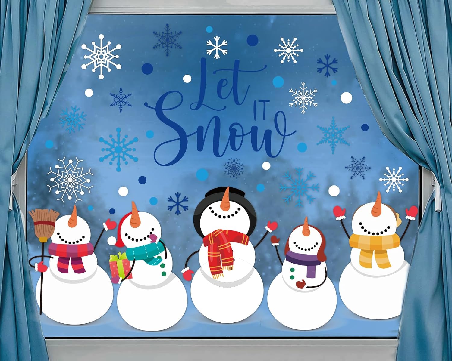 Amazon.com: JarThenaAMCS 9 Sheet Winter Window Clings Colorful Snowman ...
