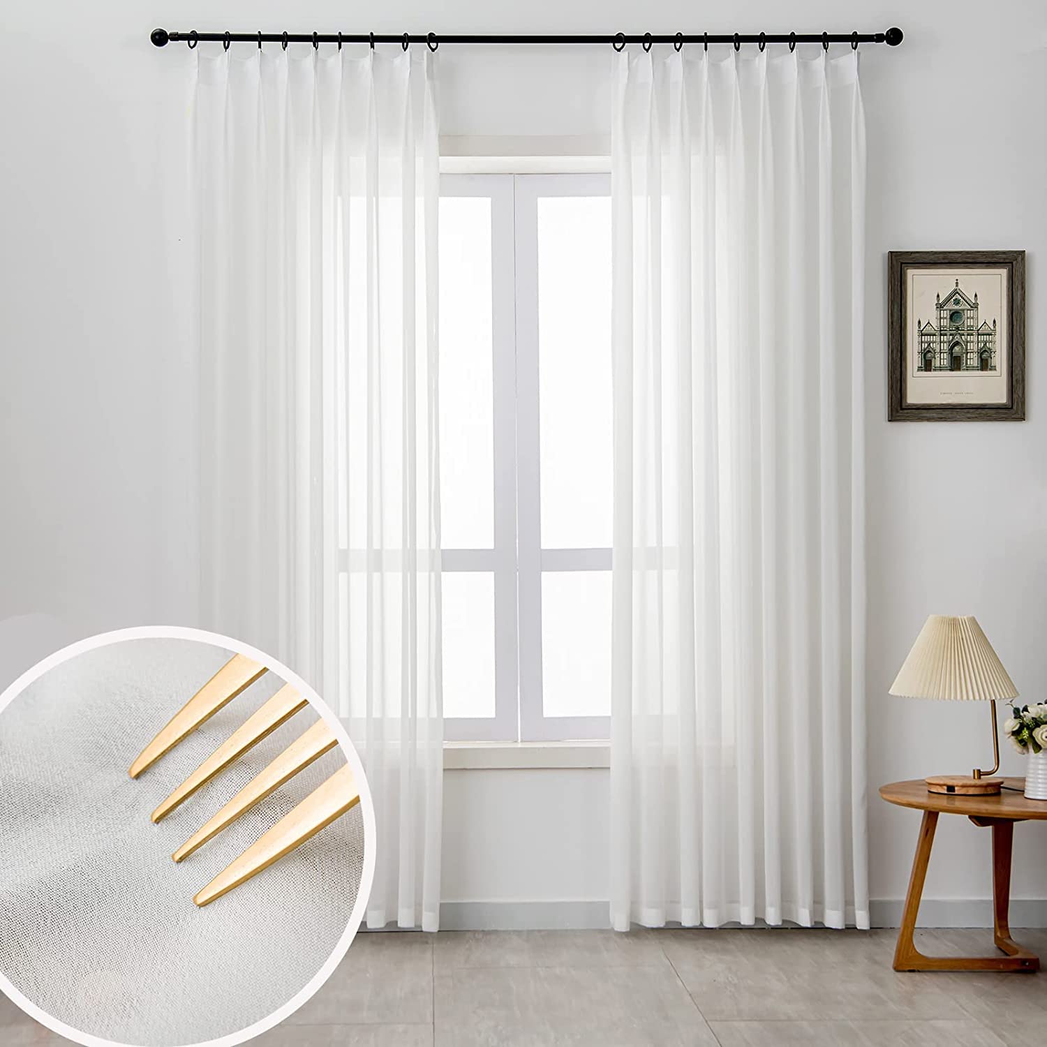 Amazon.com: LUGOTAL Off White Sheer Curtains 84 inch for Living Room ...