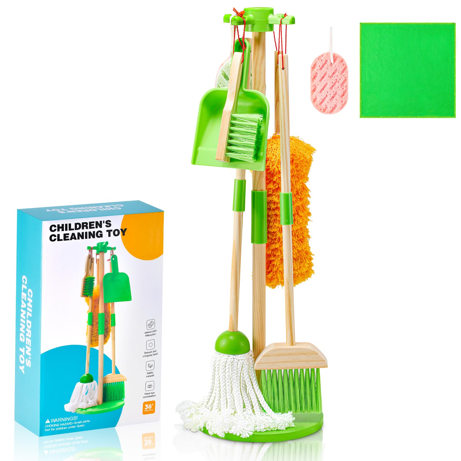 Amazon.com: WHOHOLL Kid Cleaning Set, Wooden Toddler Broom Set for ...