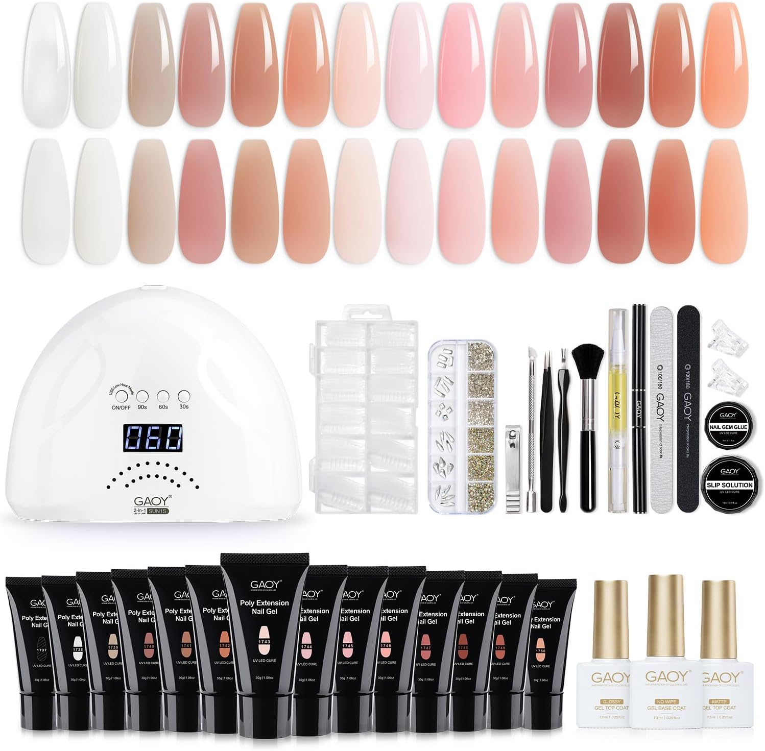 Amazon.com: GAOY Poly Gel Nail Kit with UV Light, 14 Pcs 30g Each ...