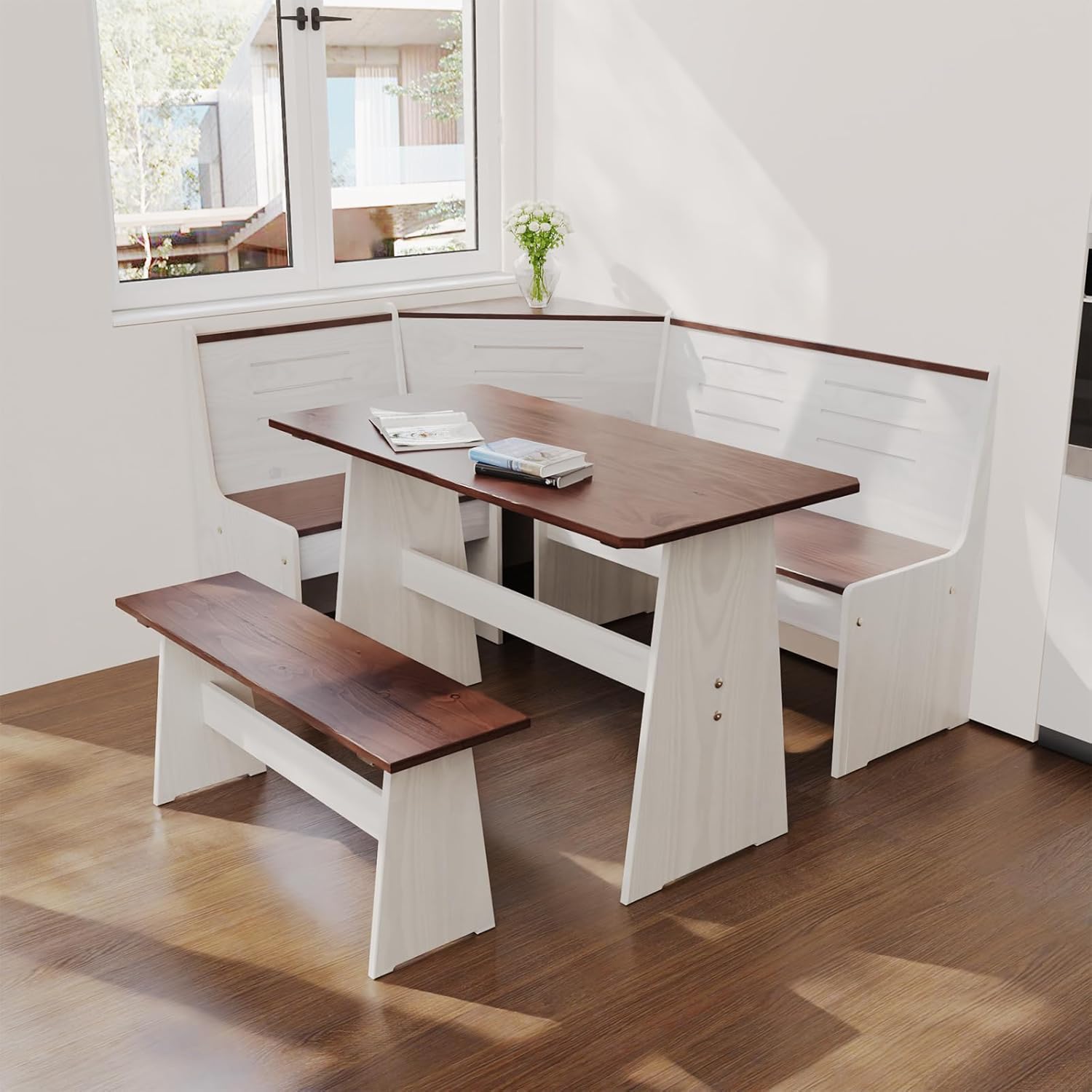 Amazon.com: GAINUO Corner Breakfast Nook Dining Table Set – L-Shaped ...