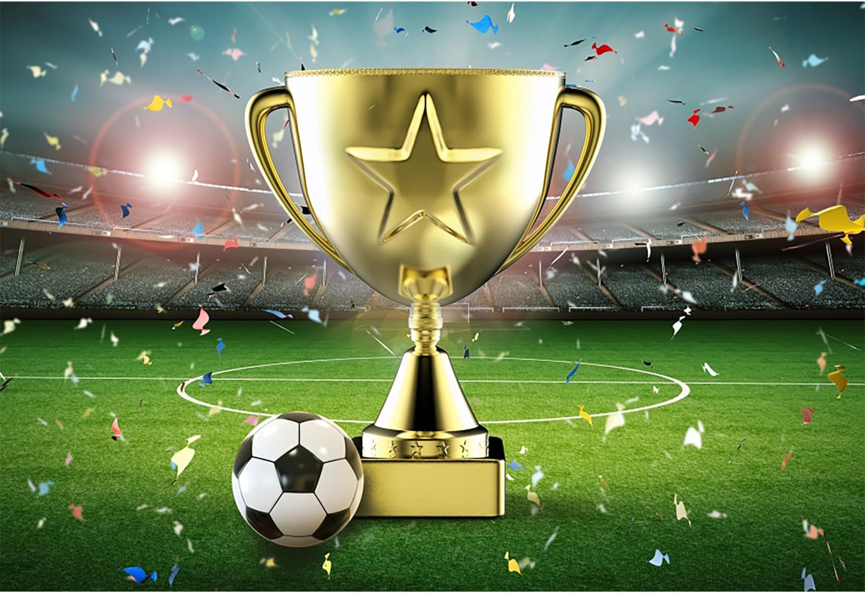Amazon.com : Loccor Fabric 7x5ft Golden Champion Trophy Backdrop Winner ...