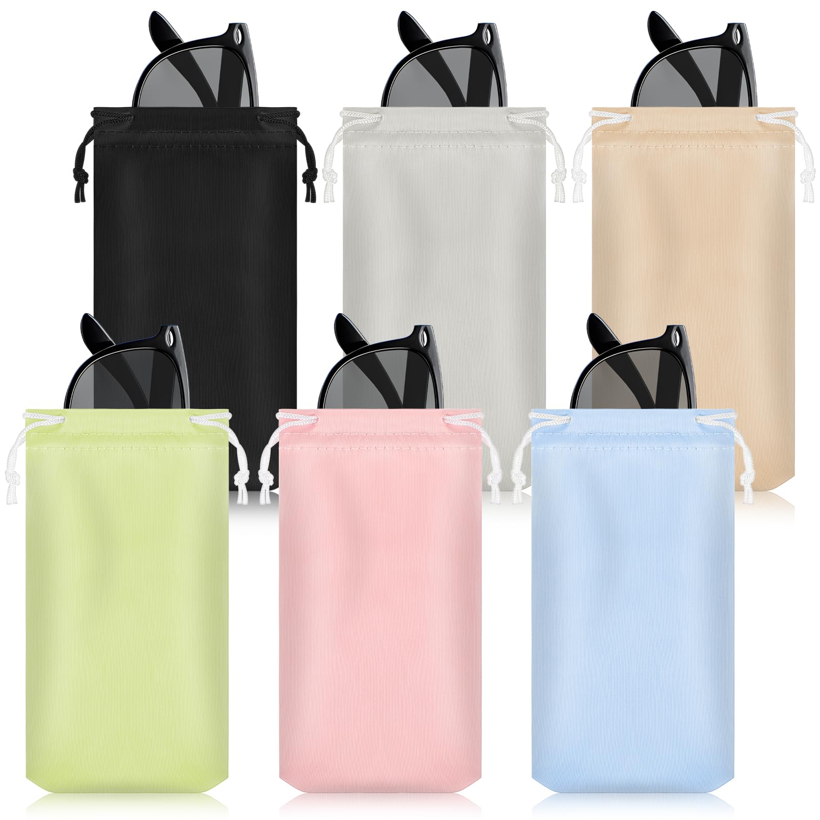 Nogeqi 6 Pcs Soft Sunglasses Pouch, Soft Eyeglass Case with Drawstring ...