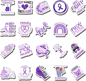 Amazon.com - GOLEEX 20 Pcs Purple Cancer Stickers Cancer Awareness ...