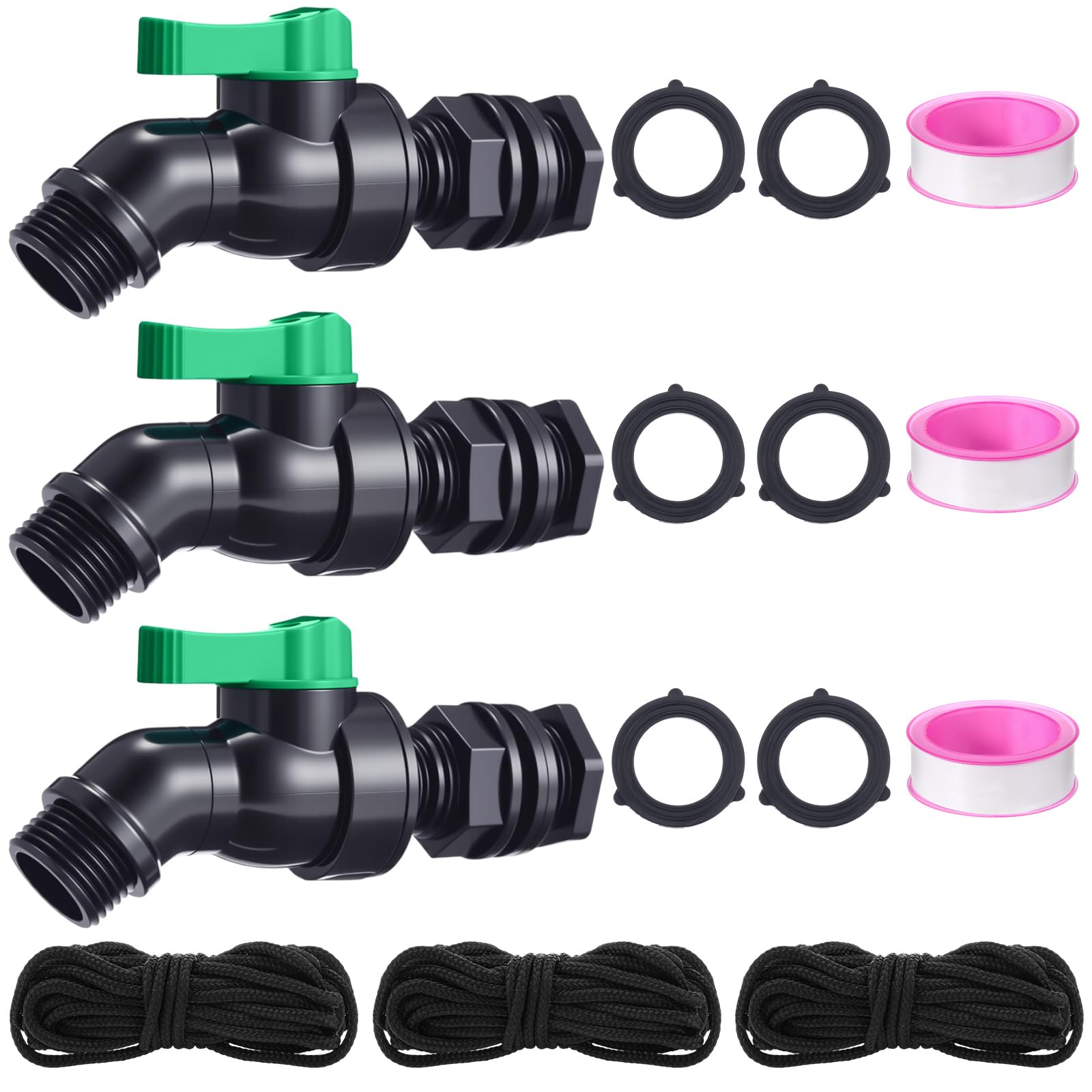 Snapklik.com : 3 Sets Rain Barrel Spigot Kit 3/4" High Flow Water ...