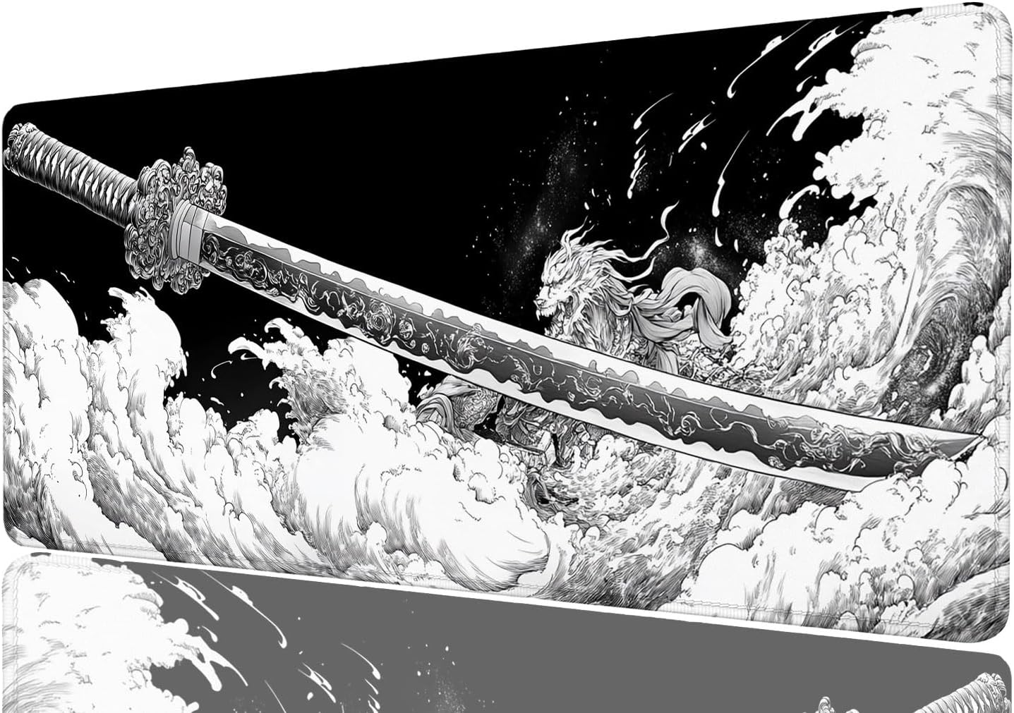 Amazon.com: Japanese Samurai Sword Extended Mouse Pad, Black and White ...