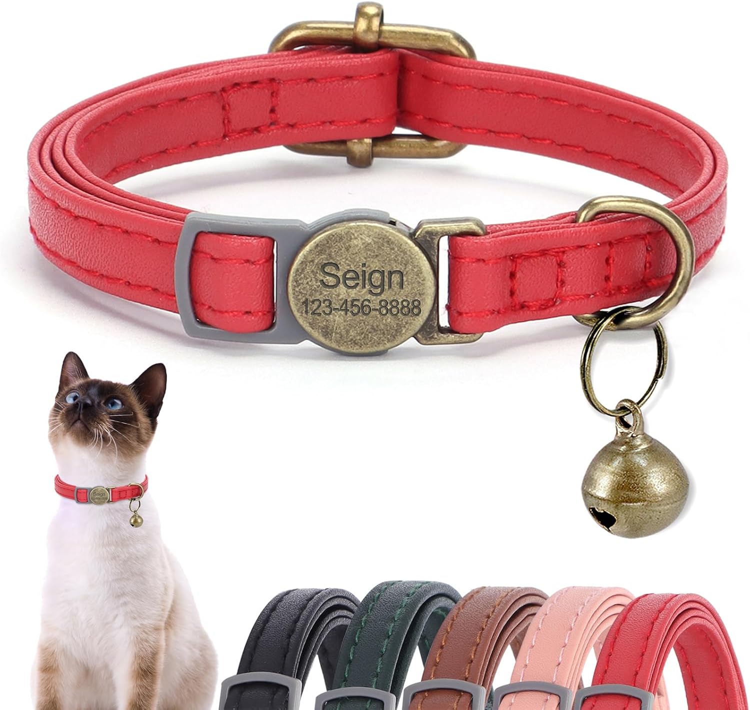 Pet Supplies : Comfluxe Personalized Cat Collar, Breakaway Cat Kitten ...