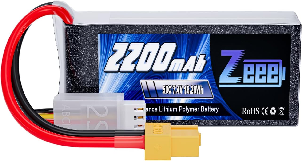 Amazon.com: Zeee 2S 2200mAh Shorty Lipo Battery 7.4V 50C RC Battery ...