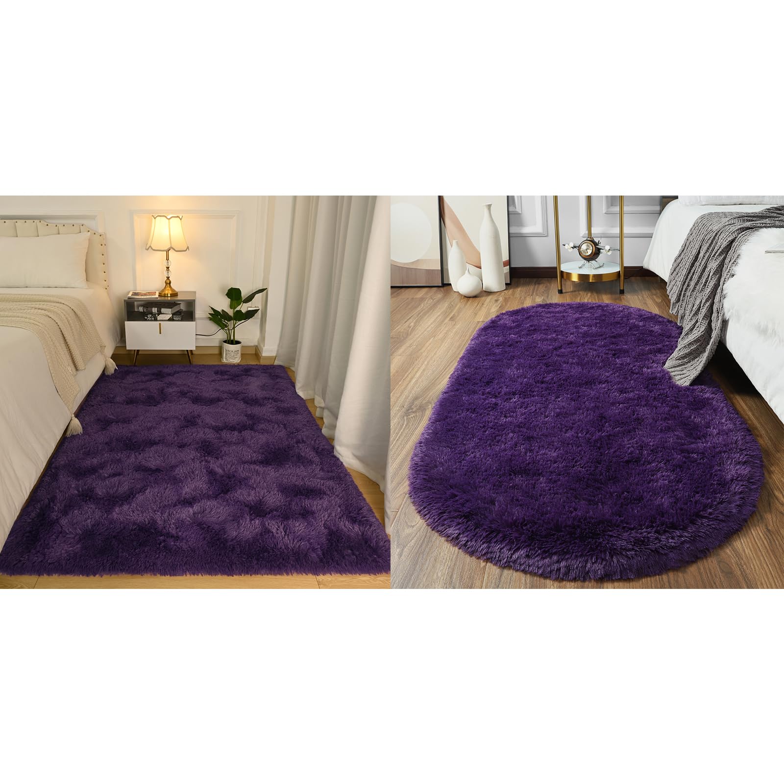 Amazon.com: Softlife 2 Deep Purple Rugs Set, 4'x5.3' Rectangular and 2. ...