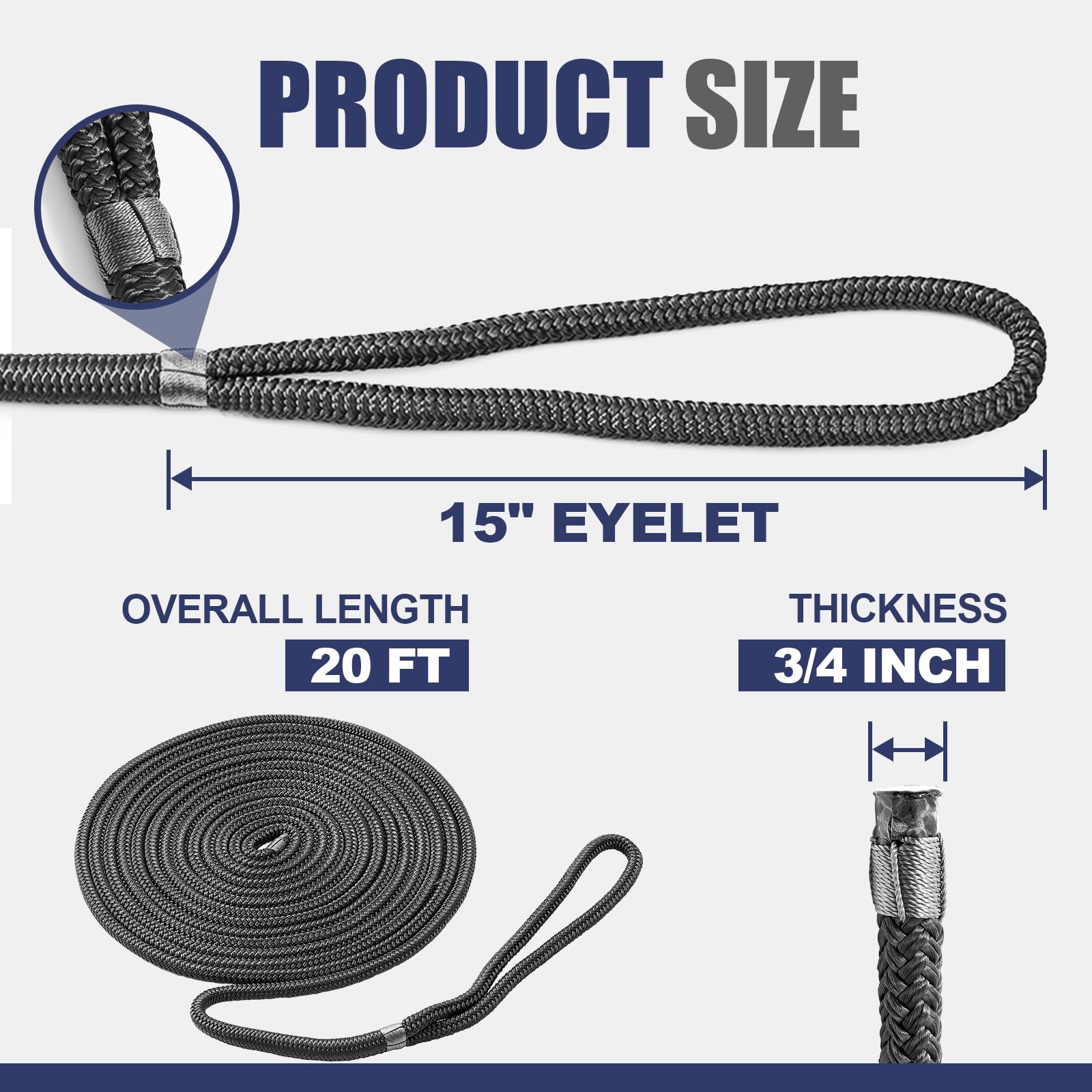 Snapklik.com : Tether Tite TetherTite 3/4"" X20 Dock Line, Marine-Grade ...