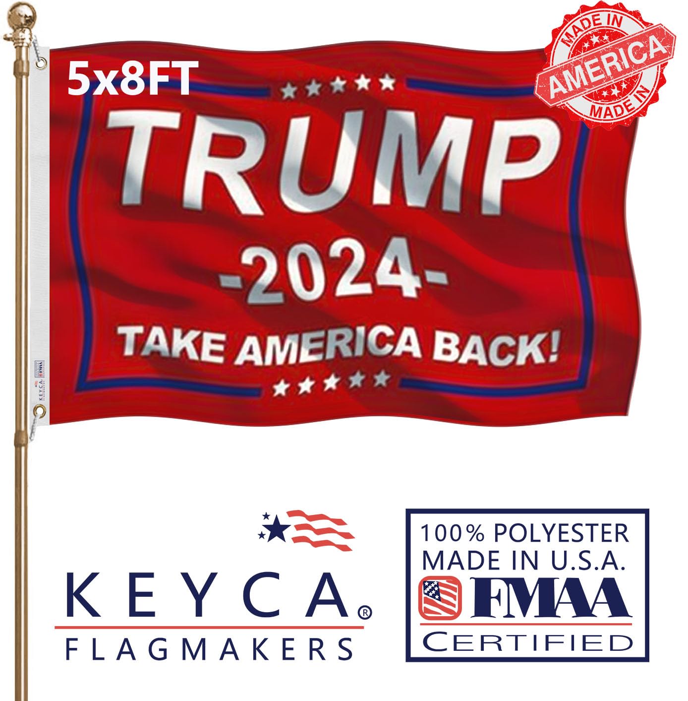 Amazon.com : KEYCA Trump 2024 Flag 5x8 FT Made in The USA- Heavy Duty ...