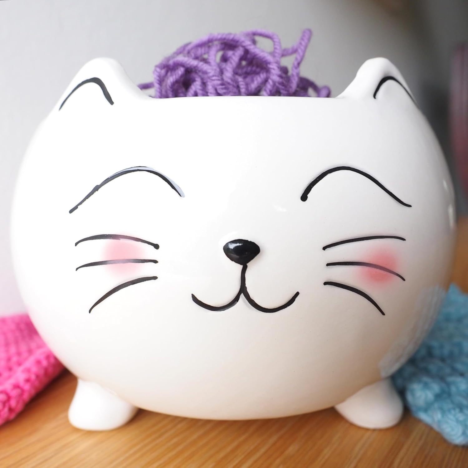 Amazon.com: Cat Yarn Bowl for Knitting - Cute Ceramic Knitting Bowl ...