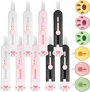 Amazon.com : 18 Pieces Mini Box Cutter Retractable Utility Knife Cute ...