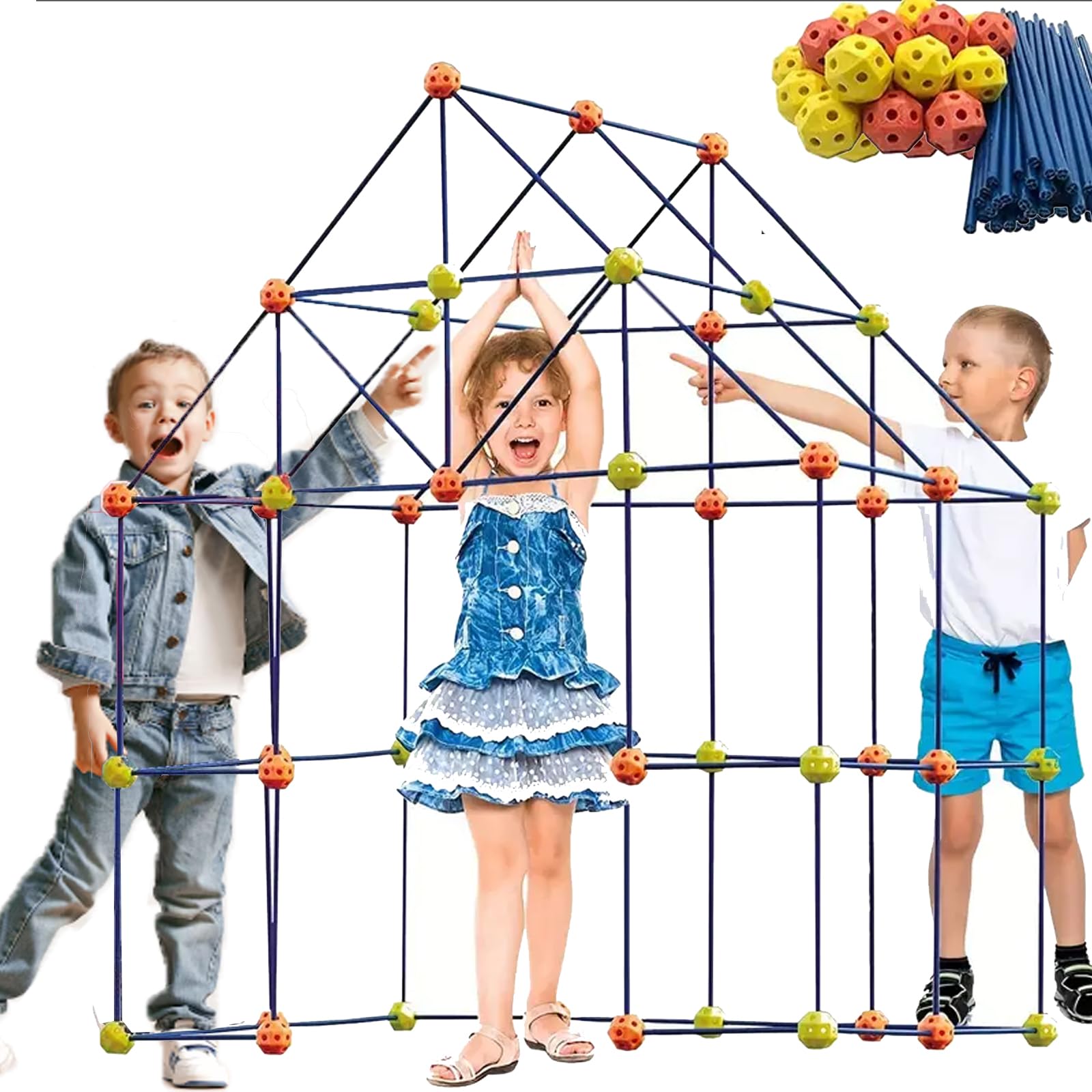 Kids Fort Building Kit, 158 Pieces Construction STEM Toys for 5-12 ...