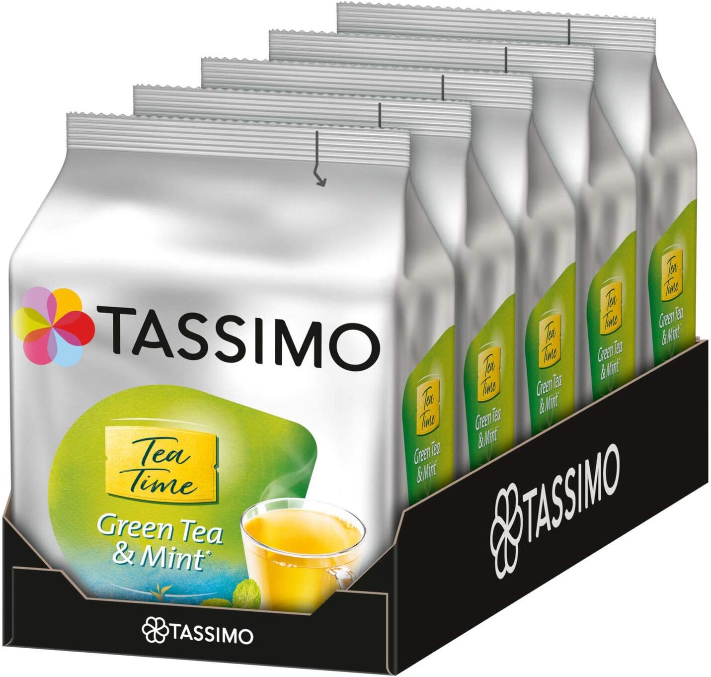 Tassimo Tea Time Mint Green Tea 16 Pods - Pack of 5 (80 Servings ...