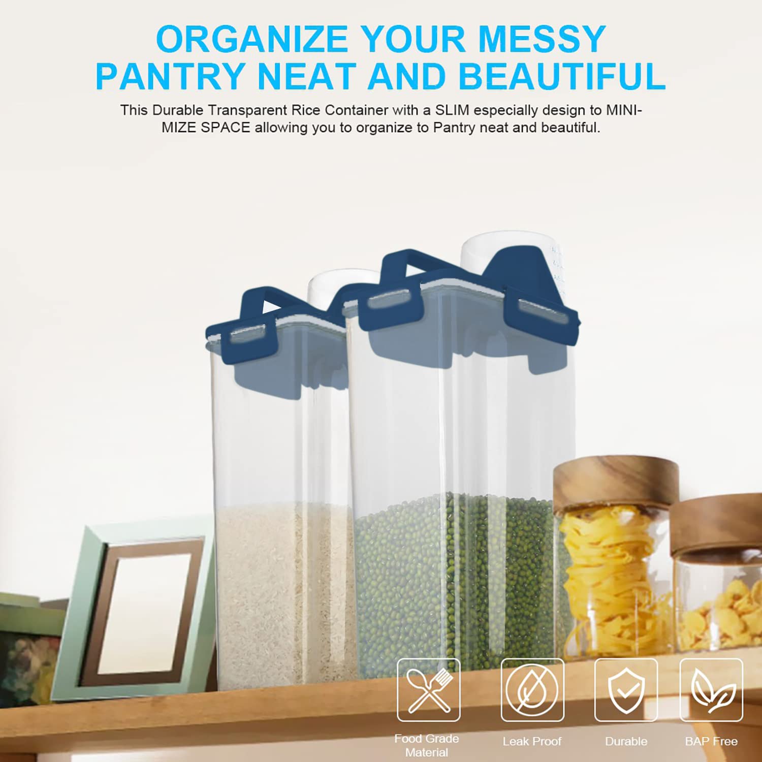 Snapklik.com : Uppetly Rice Airtight Dry Food Storage Containers, BPA ...