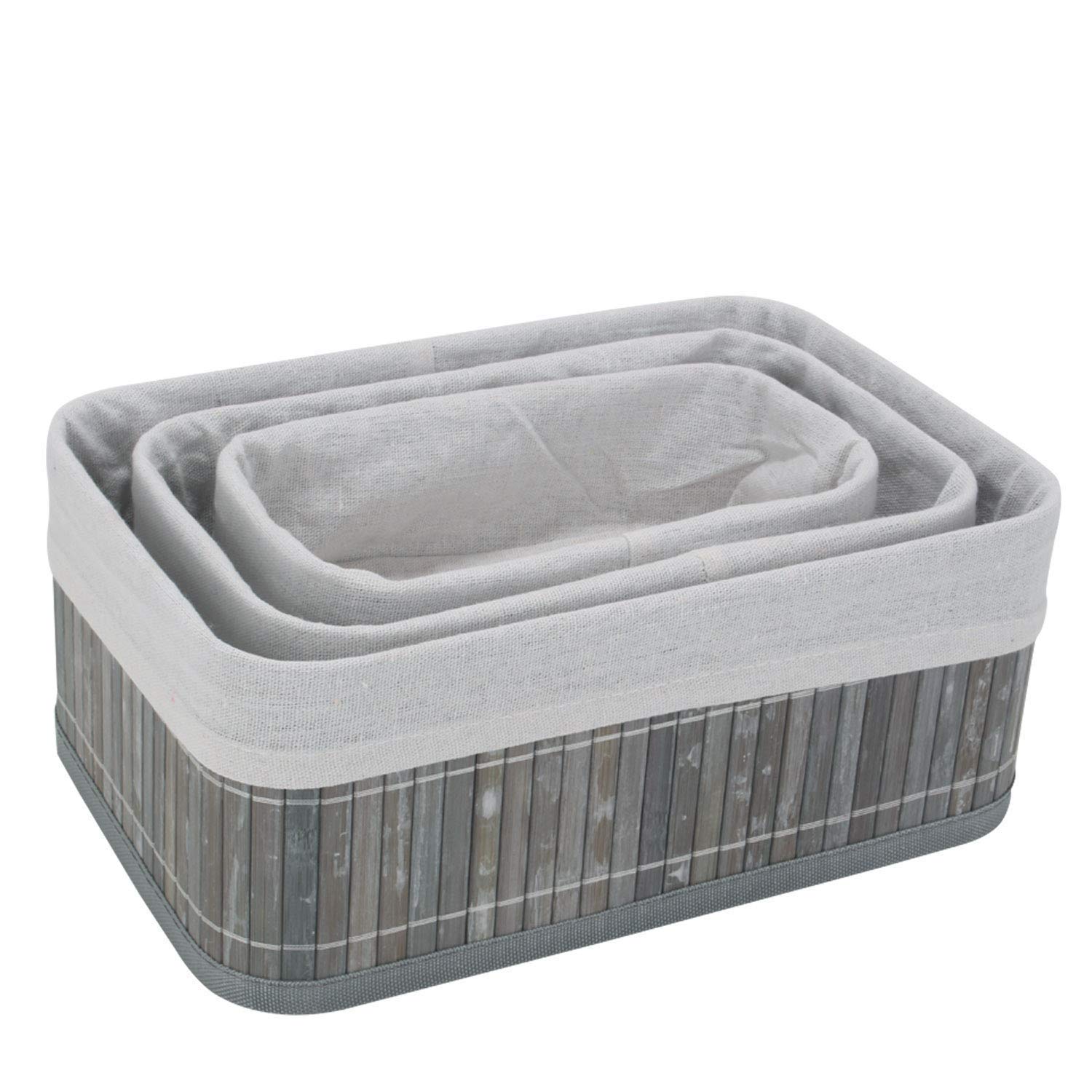 HomeStorie Eco-Friendly Natural Bamboo Storage Rectangular Basket Bins ...