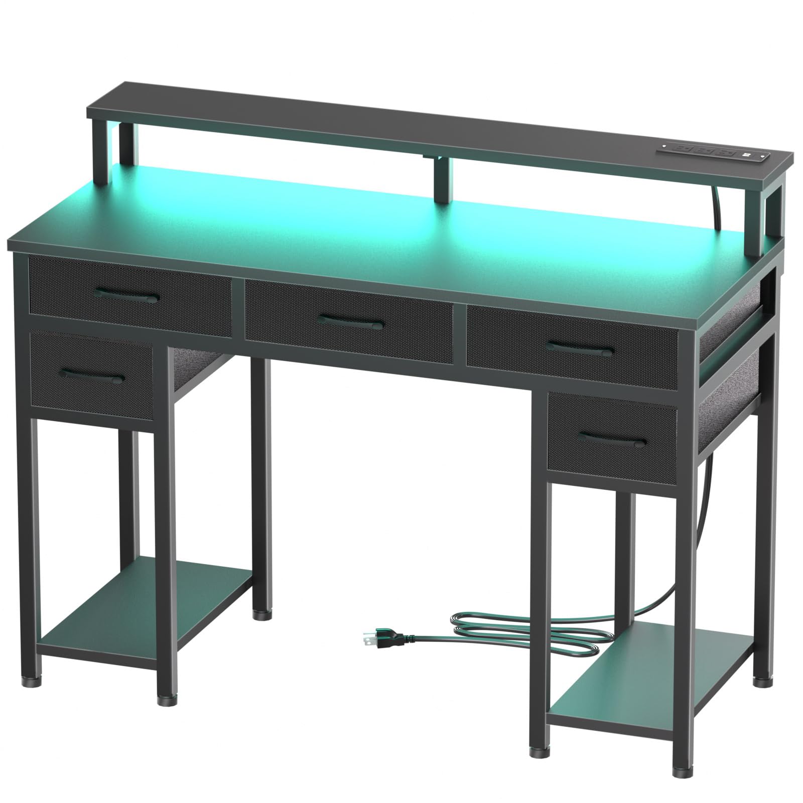 Amazon.com: Uniheim Black Computer Desk with Drawers, Gaming Desk with ...