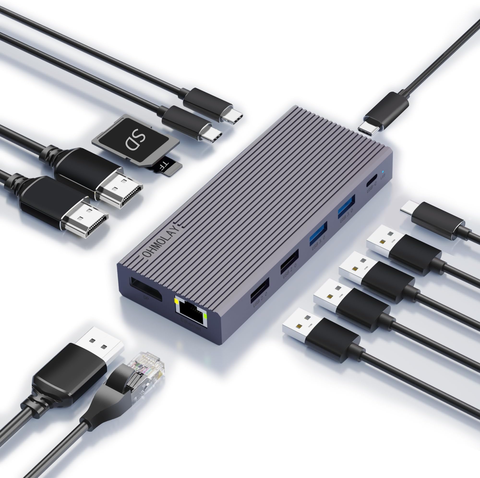 Amazon.com: OHMOLAY USB C Docking Station - 13-in-1 multiple ports ...