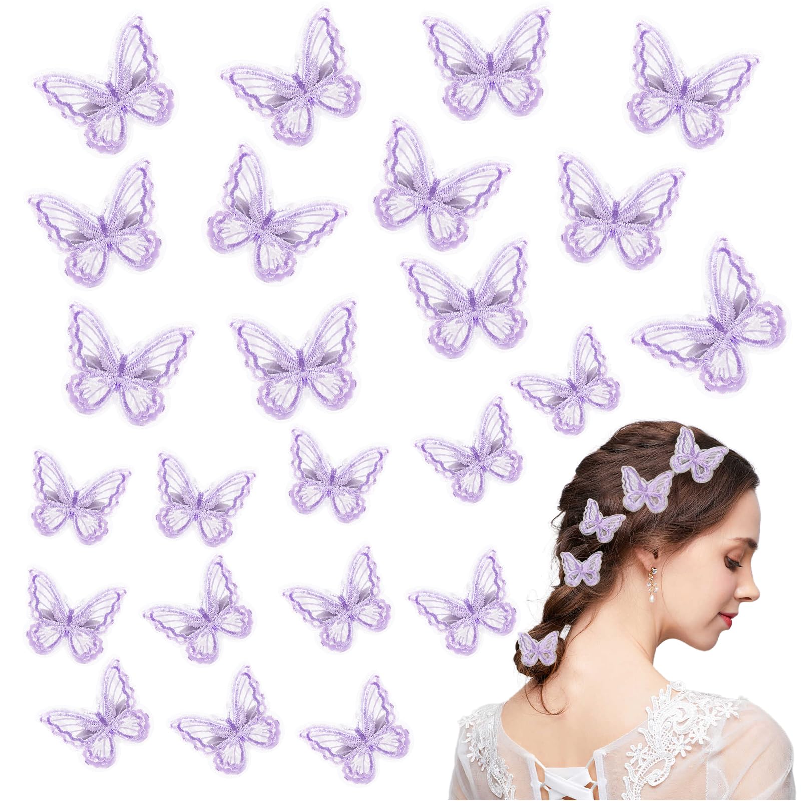 Purple Butterfly Hair Clips - 24 Pieces Wedding Butterfly Hair Clip ...
