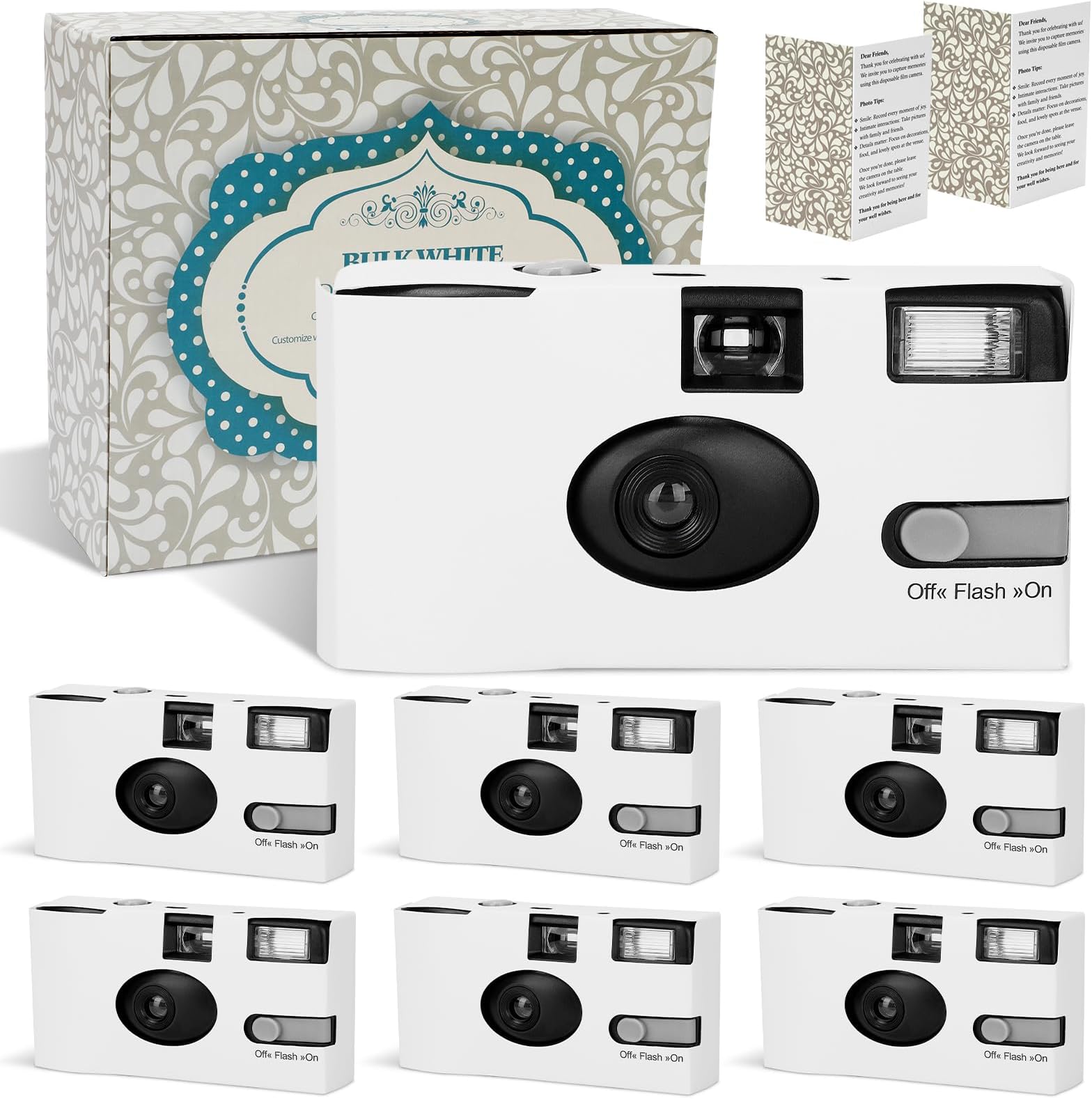Amazon.com : 6 Pack Disposable Cameras for Wedding Bulk, 35mm White ...