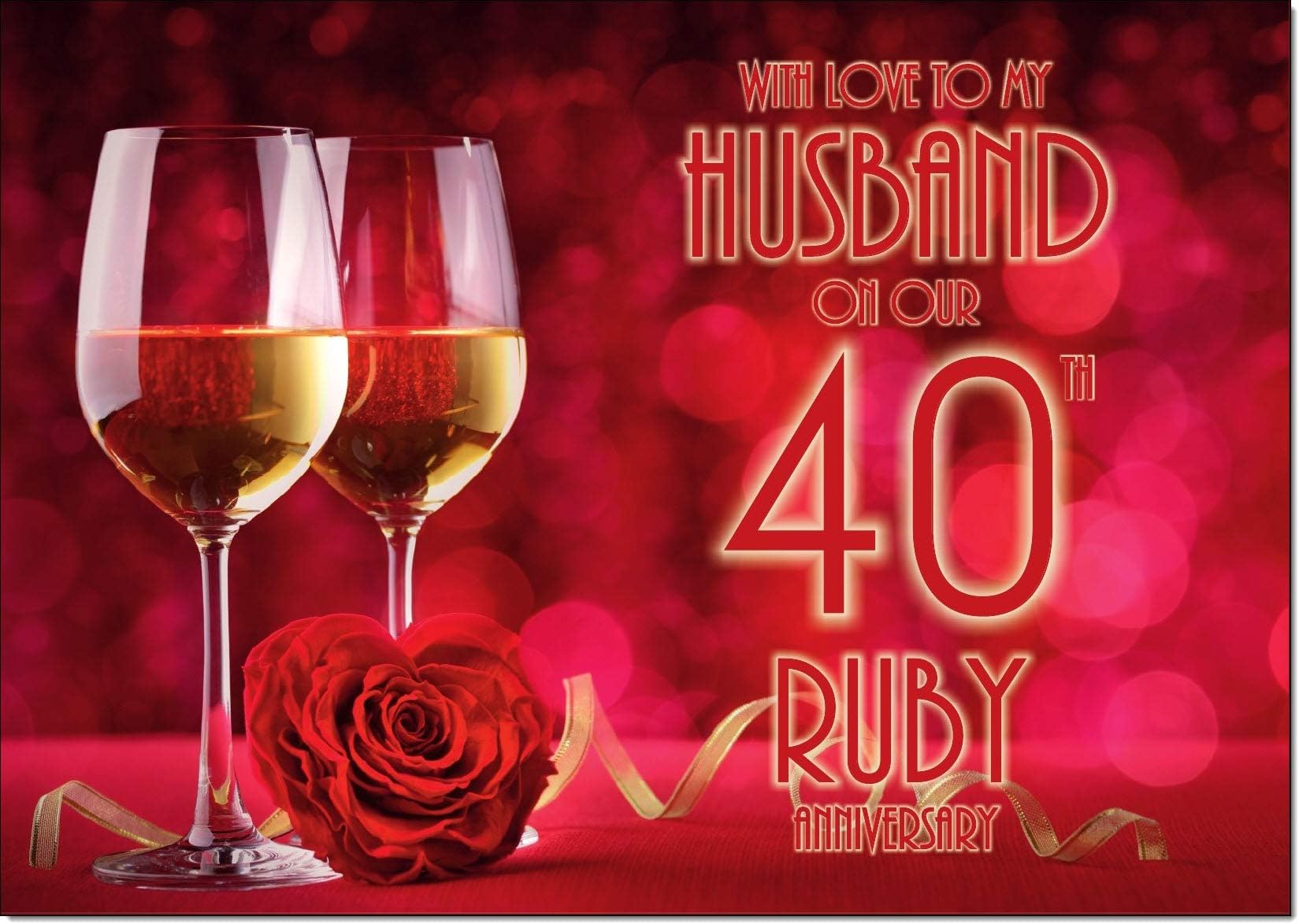 doodlecards Husband Ruby Wedding Anniversary Card Medium Size with ...