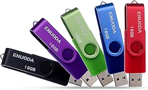 Amazon.com: ENUODA 16GB USB Flash Drive 5 Pack 16GB Thumb Drives Swivel Design USB 2.0 Memory ...