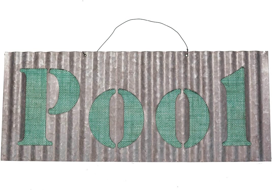 Amazon.com: 19" Galvanized Metal "Pool" Sign - Corragated Tin ...