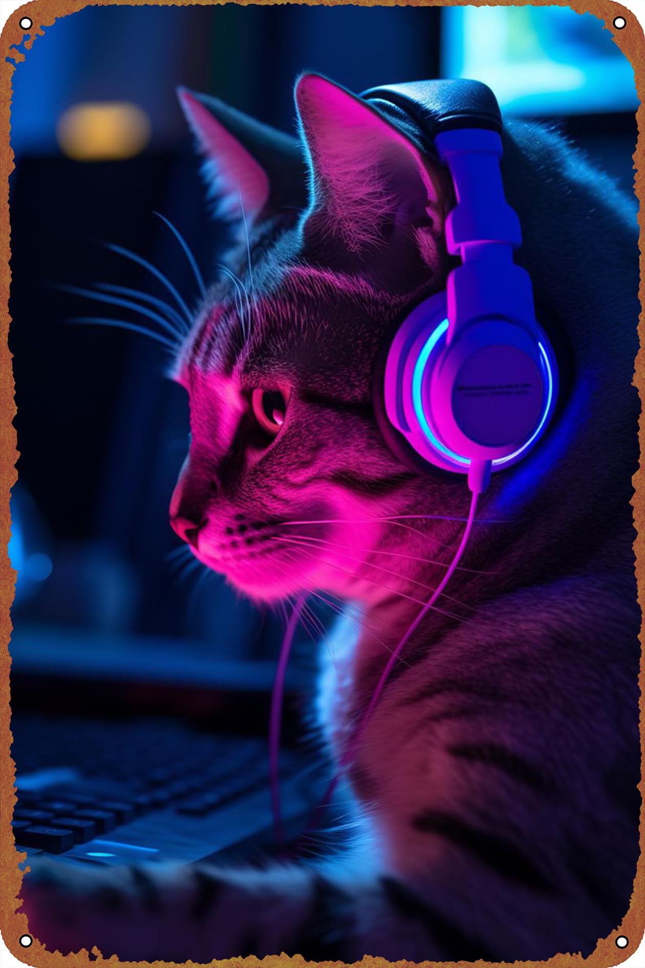 Amazon.com : KIVYYB Gaming Cat Game Poster Metal Plaque Tin Sign ...