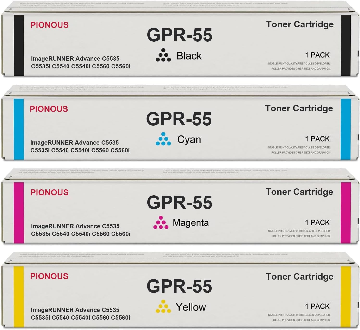 Amazon.com: GPR55 GPR-55 Toner Cartridge Set (4-Pack, 1BK+1C+1M+1Y ...