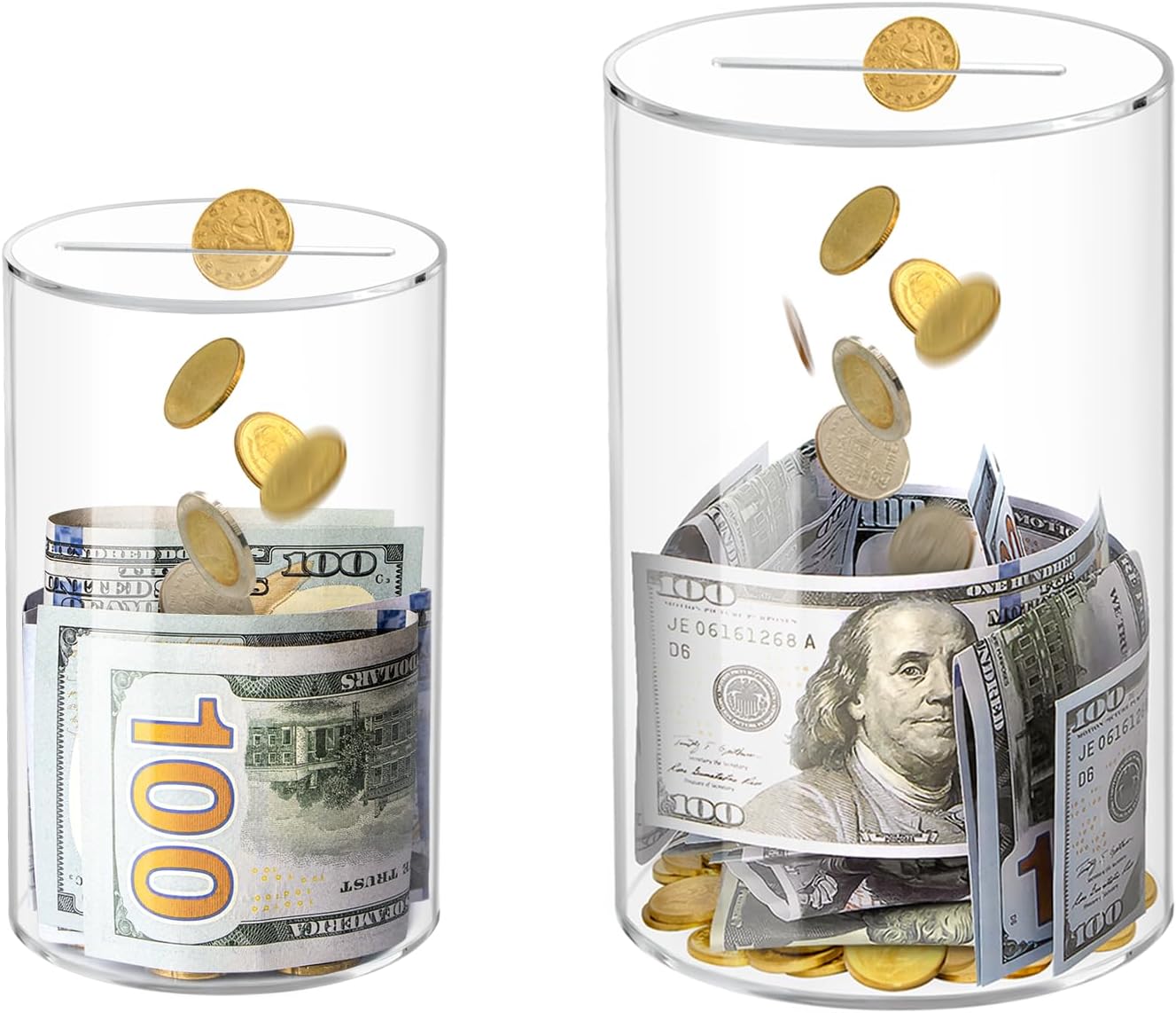 Amazon.com: 2 PCS Clear Acrylic Piggy Bank for Adults Kids, Clear Money ...