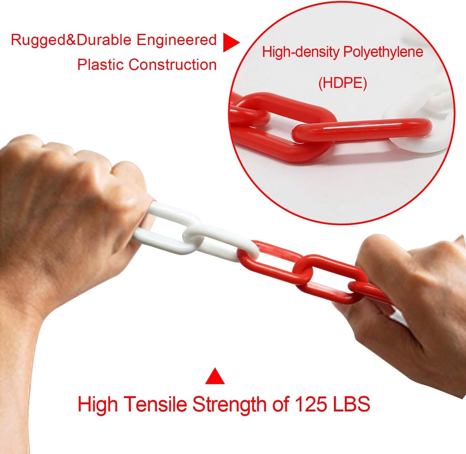 82 Foot Plastic Chain Safety Barrier Plastic Links UV Protected Chain ...