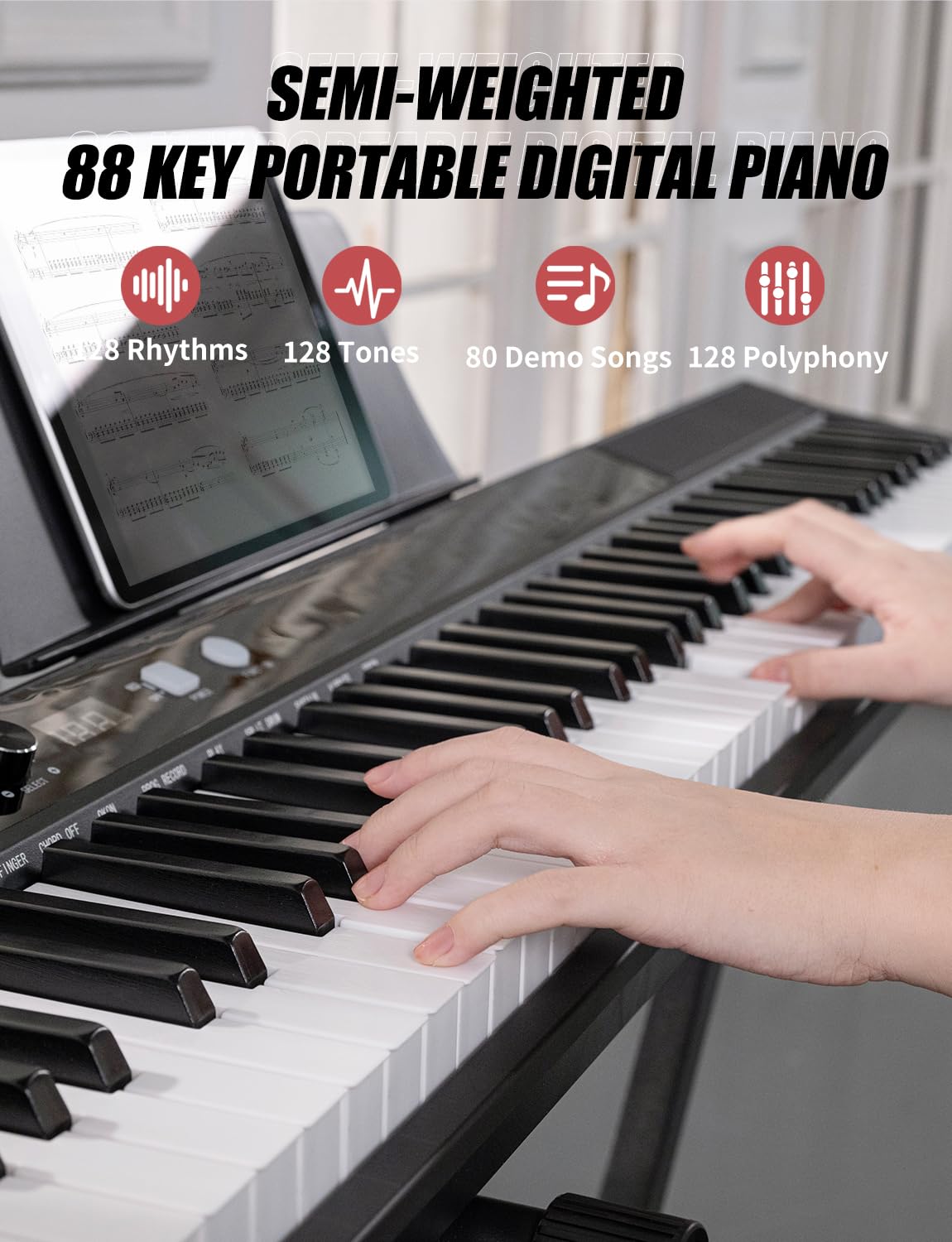 Snapklik.com : UISCOM 88 Key Piano Keyboard Beginner Electric Digital Piano