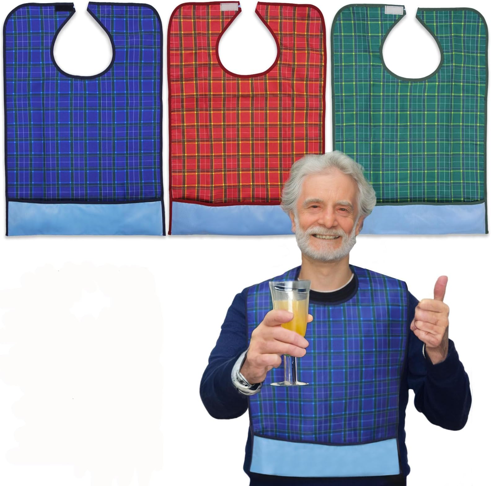 Amazon.com: Toulite 3 Pcs Adult Bibs for Eating Extra Large Adult Bibs ...