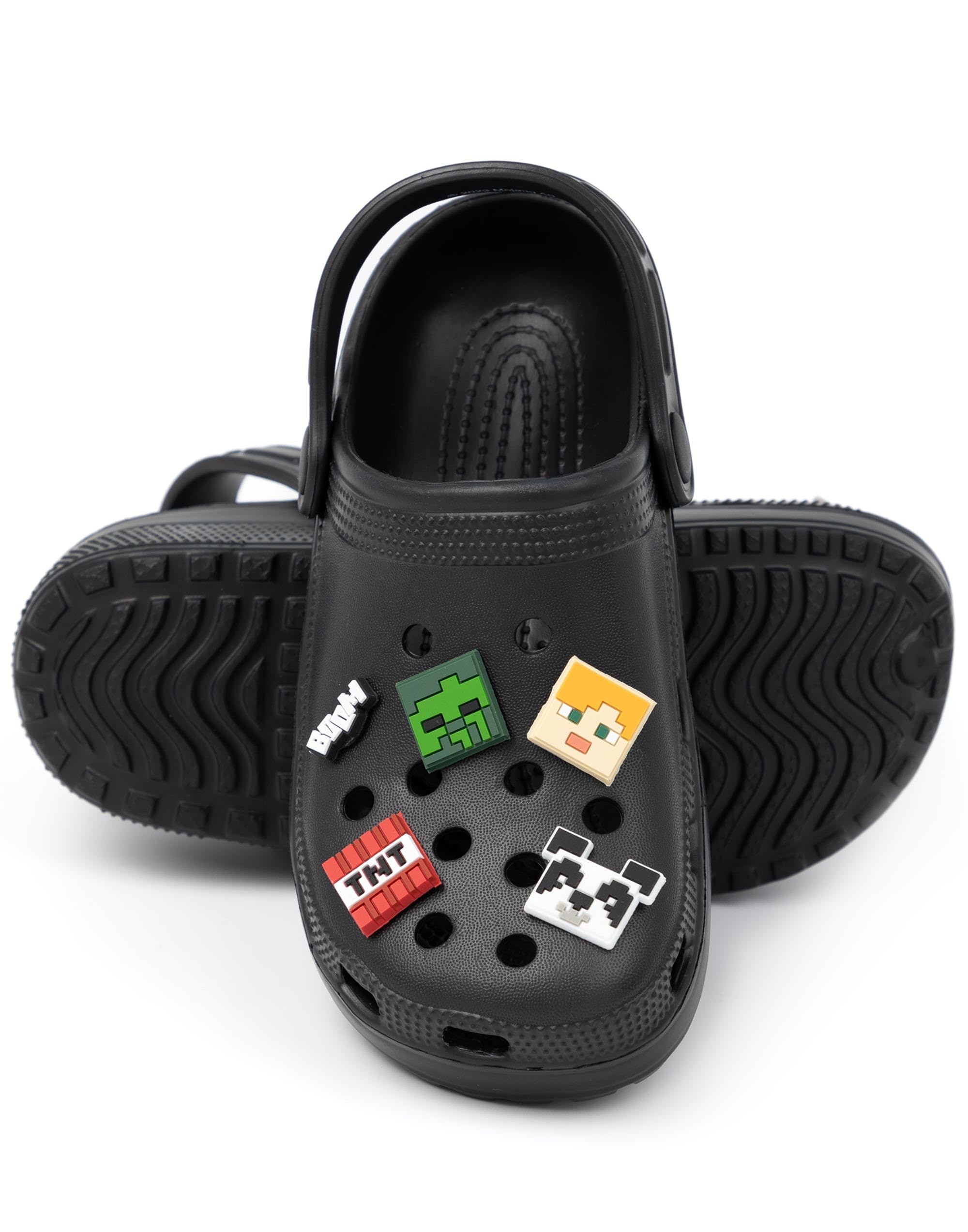 Snapklik.com : Minecraft Boys Classic Clogs Black Ventilated Sliders