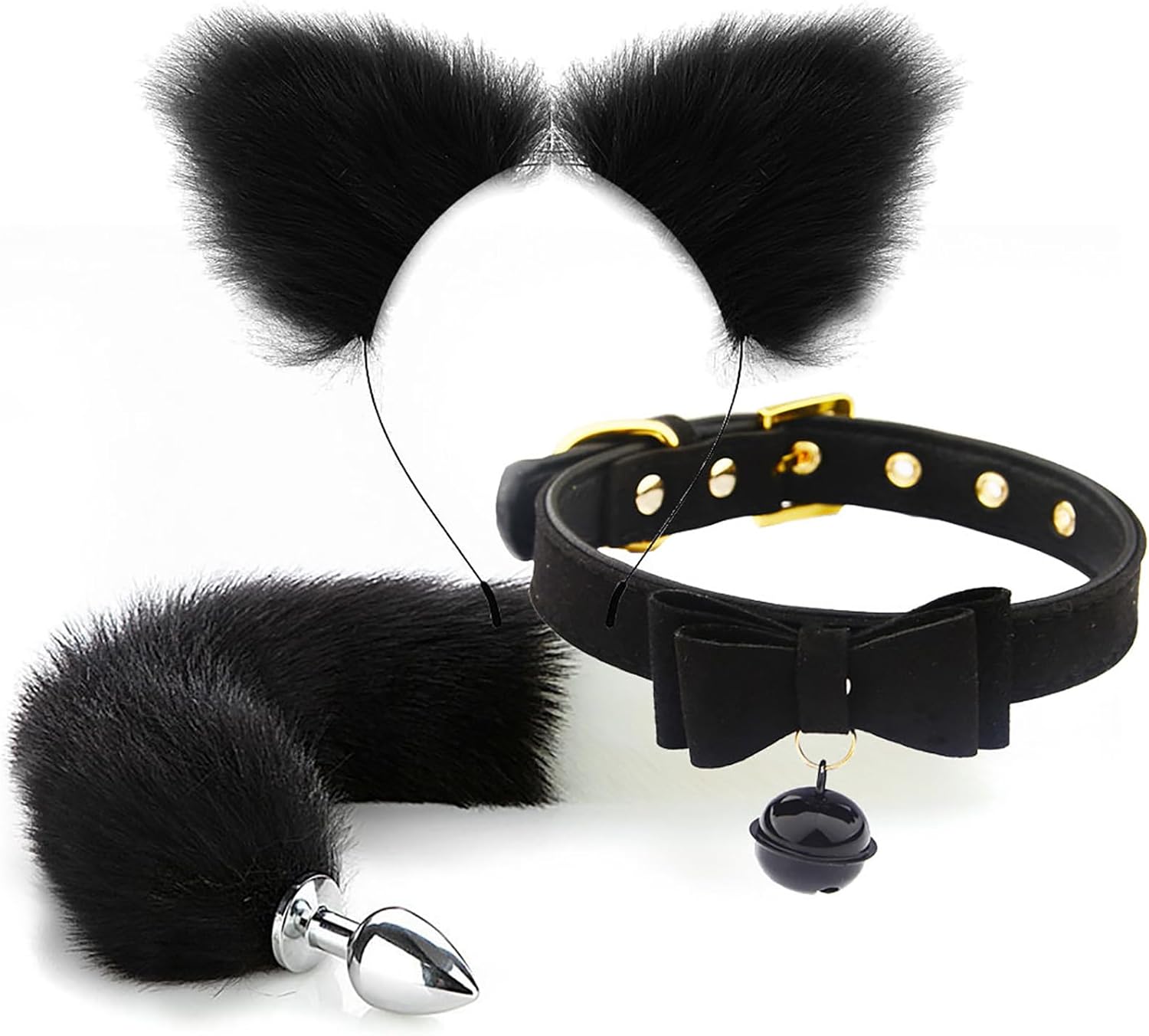 Amazon | Orirya アナルプラグ 尻尾 猫耳 カチューシャ チョーカー 黒 リボン 鈴付き 首輪 人間 smグッズ コスプレ 大人のおもちゃ女性用 アダルトグッズ 猫耳 しっぽ ...