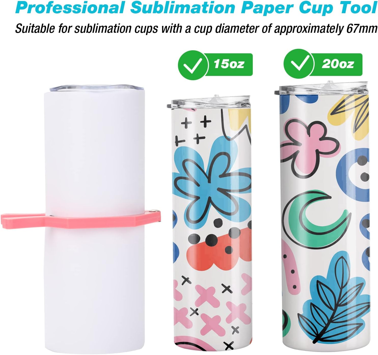 4 Pack Sublimation Tumblers Pinch for Clamping 15 Oz and 20 Oz ...