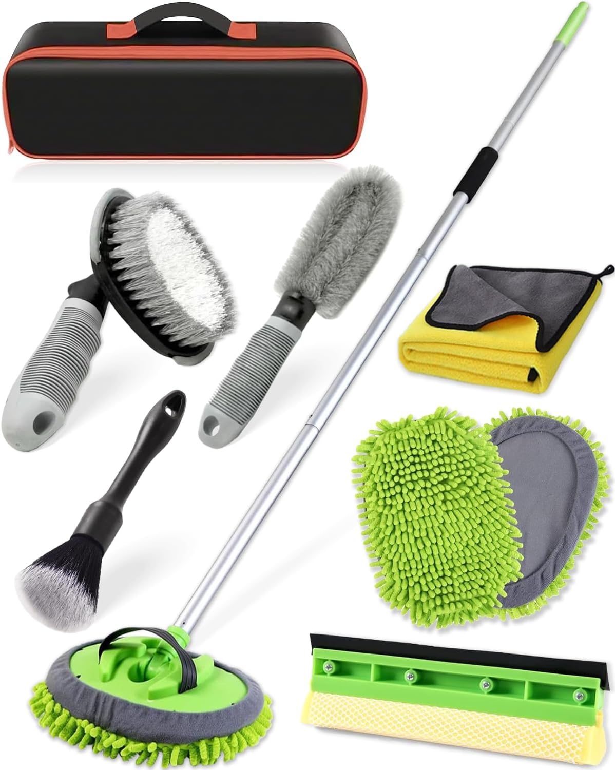 Amazon.com: @UTOS 62’’ Car Wash Brush Kit with Long Handle, Microfiber ...