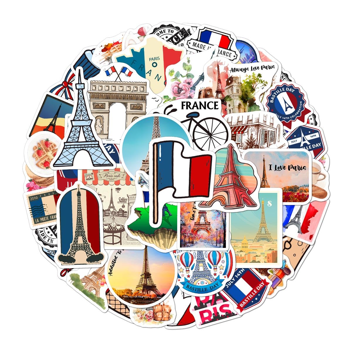 Amazon.com: Pack 50 Pcs Paris France Stickers for Water Bottles ...