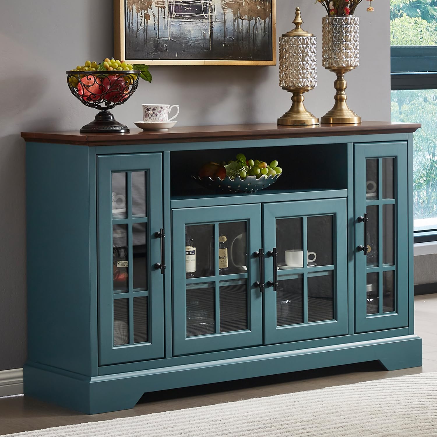 Amazon.com - LUMISOL Sideboard Buffet Cabinet with 4 Glass Doors and ...
