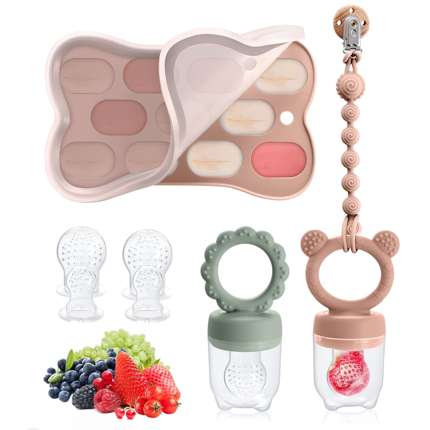 Amazon.com : 2PCS Food Grade Silicone Baby Fruit Food Feeder Pacifier ...