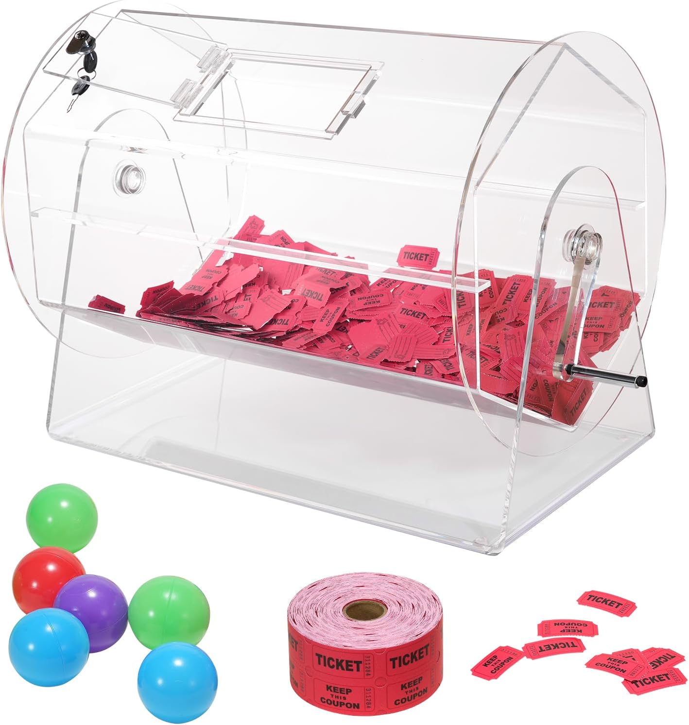 VEVOR Acrylic Raffle Drum, Holds 10000 Tickets or 300 Raffle Balls ...