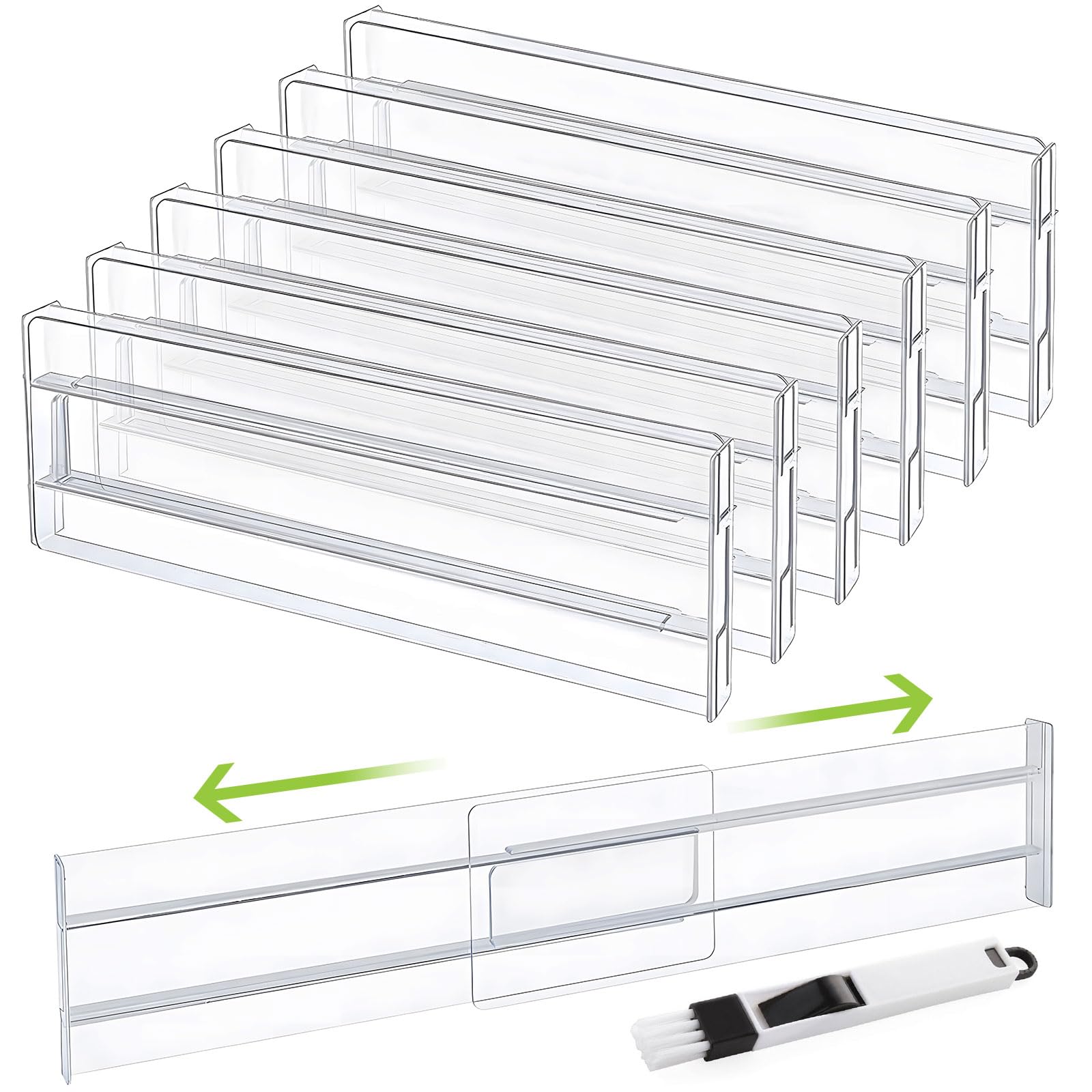 Drawer Dividers, 6 Pack Expandable Drawer Organisers Clear Plastic ...
