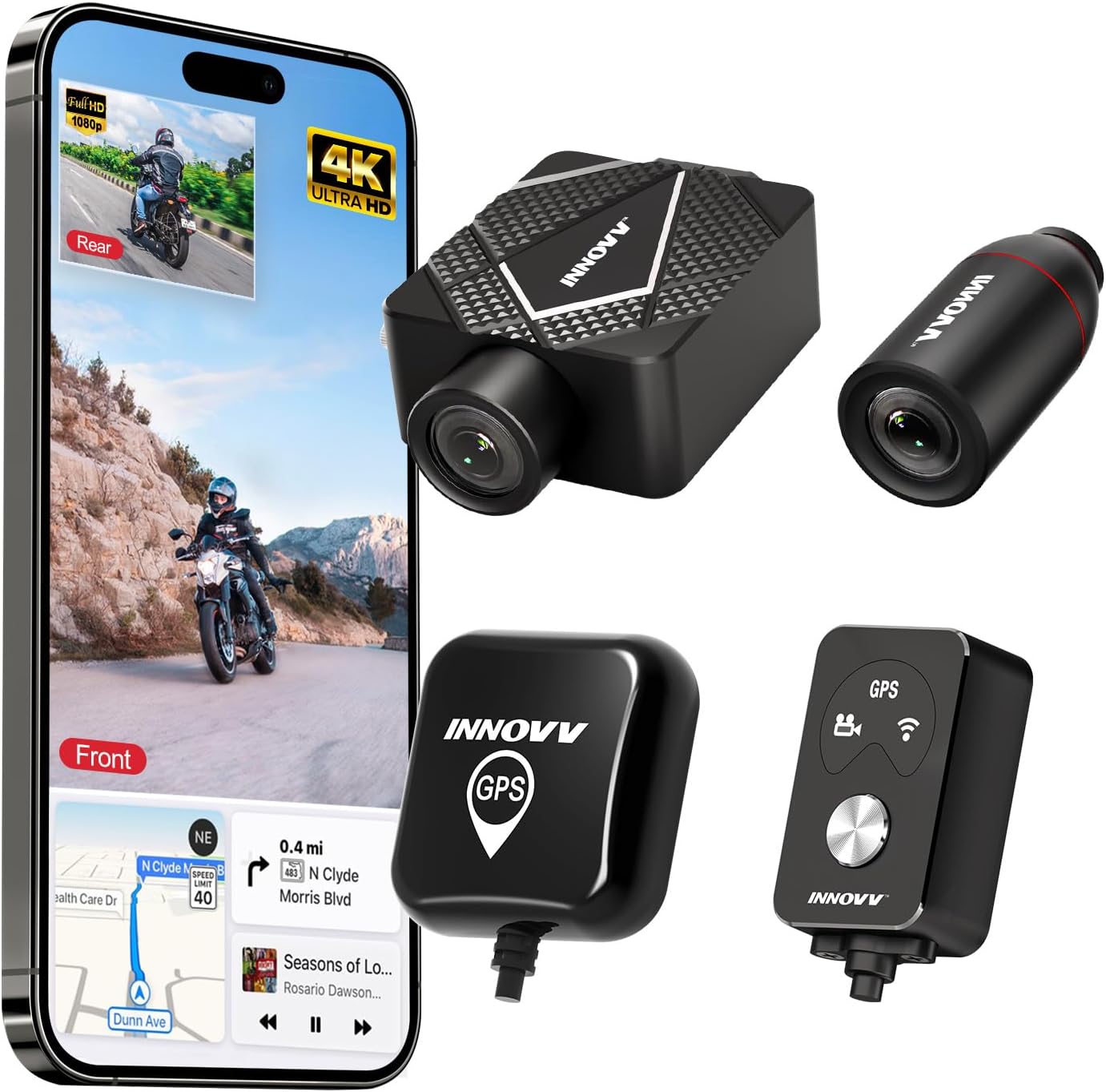 Amazon.com: INNOVV K7 Motorcycle Dash Cam, 2K + 2K Front and Rear ...