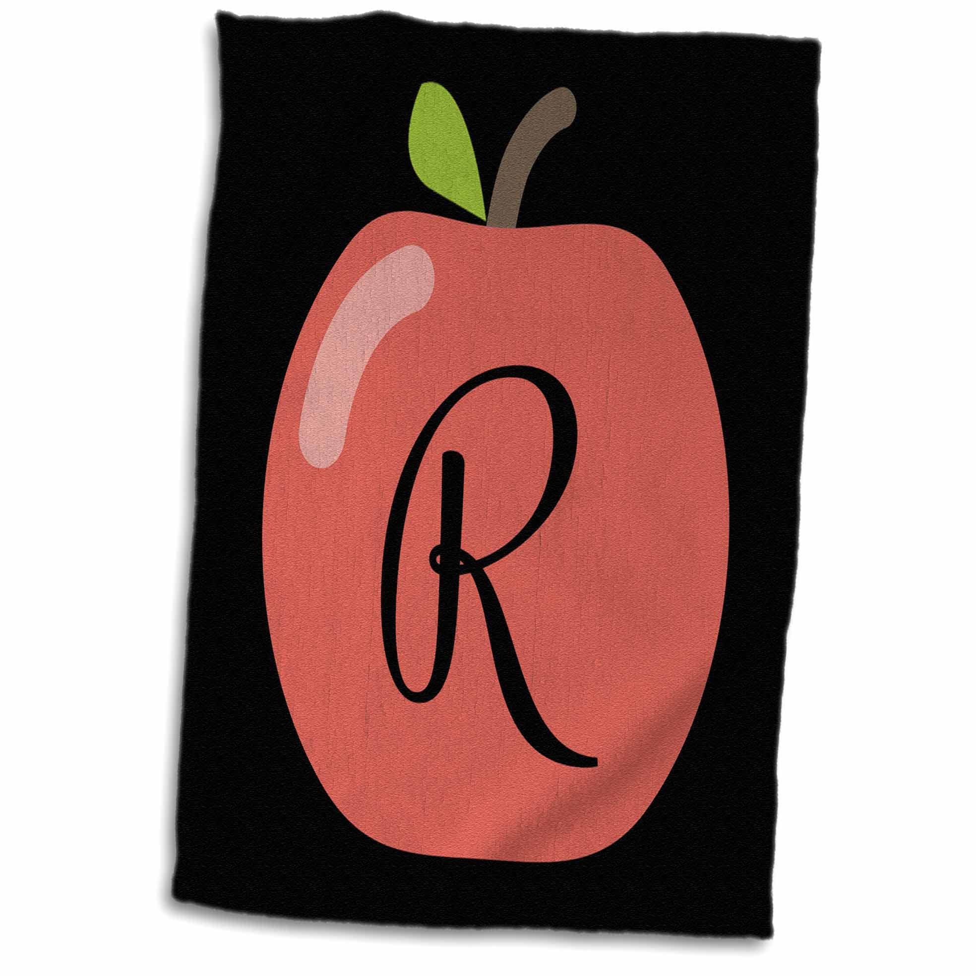 3dRose Monogram Letter R Inside a red Apple on a Black Background ...