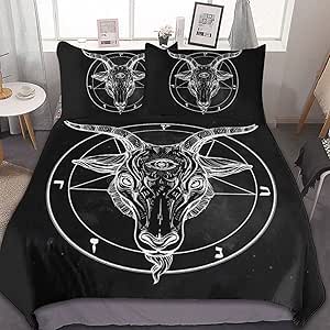 Amazon.com: Pentagram with Demon Baphomet Satanic Goat Bed Set Sheet ...