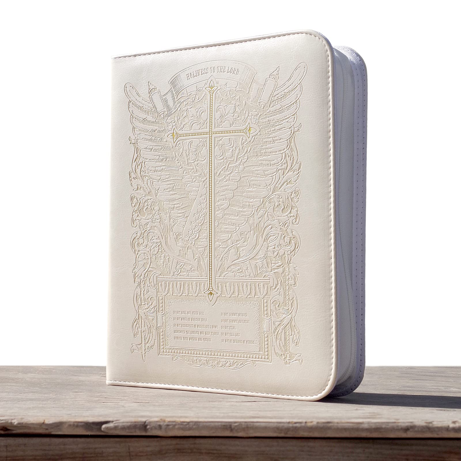 Buy Bible Cover,Large Classic Bible Cover,White Faux Leather Classic ...