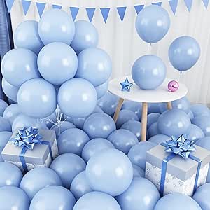 Amazon.com: Jobkoo Baby Blue Balloons, 12 Inch Light Blue Pastel Blue Balloons for Macaron Blue ...